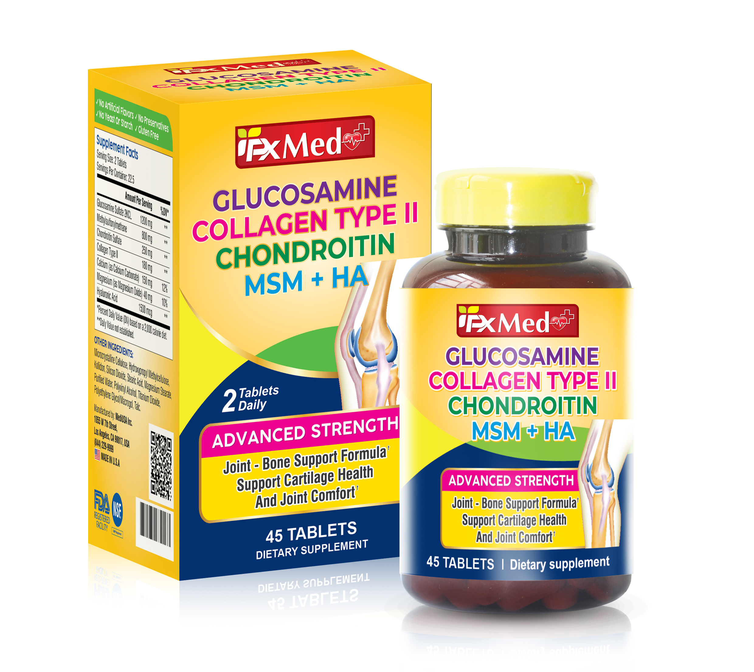 PxMed GLUCOSAMINE COLLAGEN TYPE II CHONDROITIN MSM HA